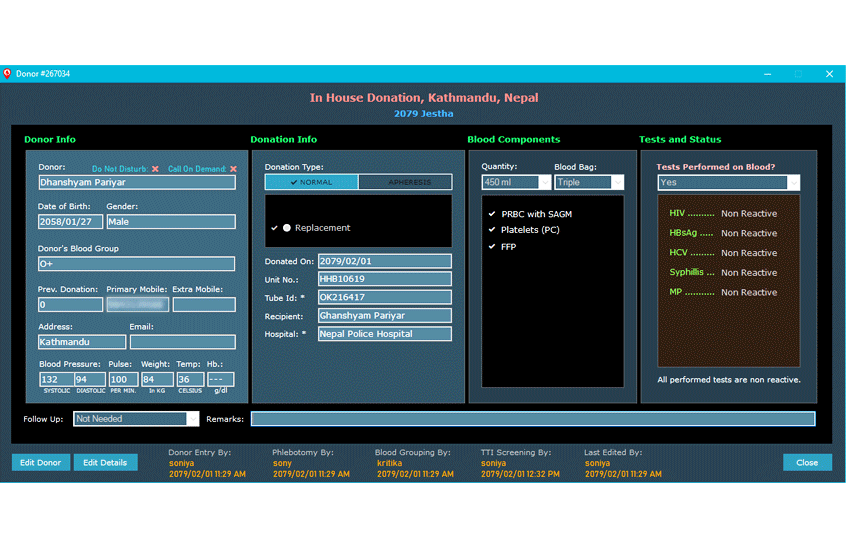 bloodPOINT® - Blood Bank Management System - Half Digits